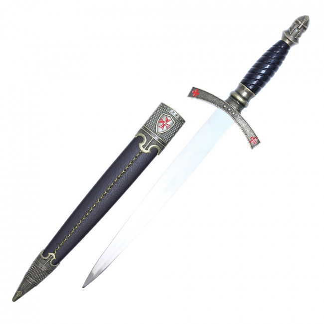 Wuu Jau Co, Inc - 16" Black Knight Dagger w/ Red Cross