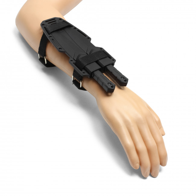 Wuu Jau Co, Inc - 7.5" Forearm Dual Knives w/ Red Steel Blades ...