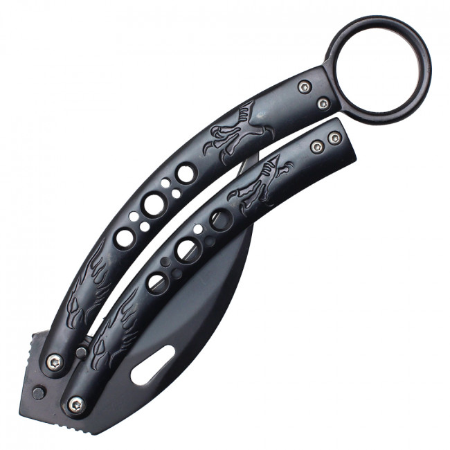 Wuu Jau Co, Inc - 11" Black Karambit Butterfly Knife - Butterfly ...