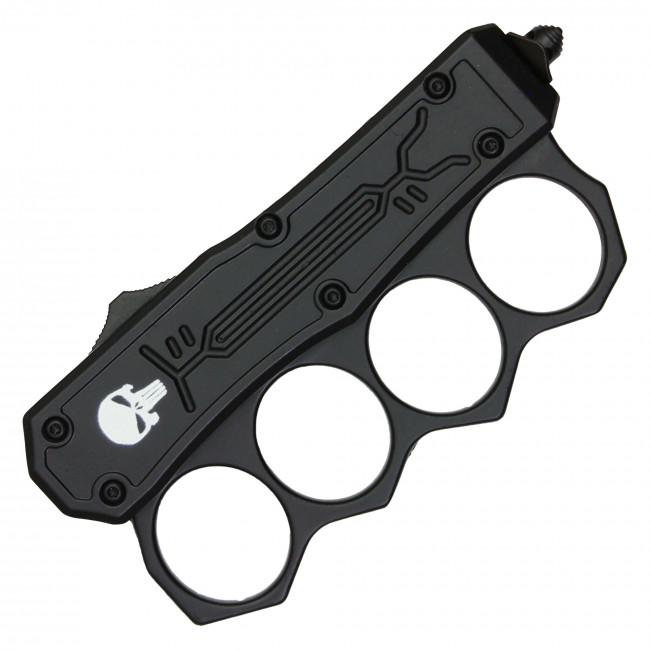 Wuu Jau Co, Inc - 9" Black Skull Knuckle OTF Knife